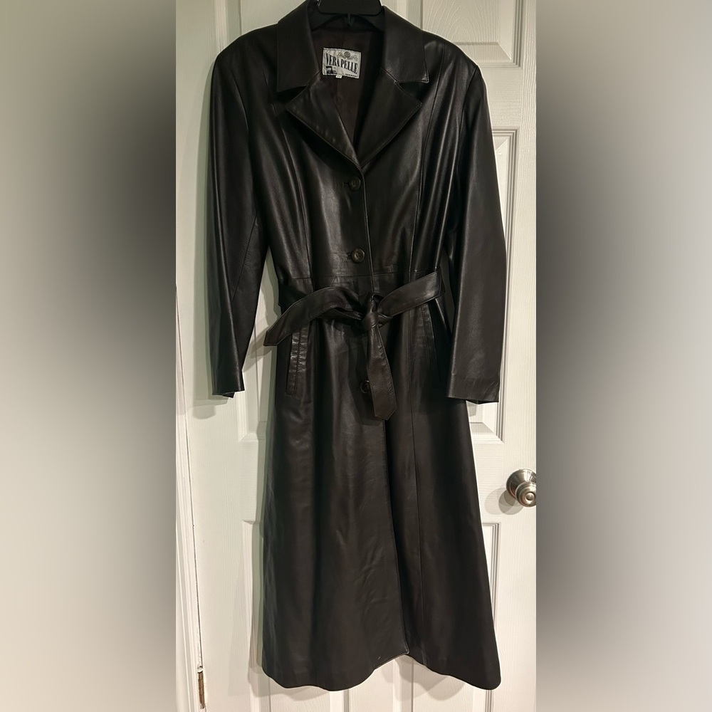 Vera Pelle Vintage Italian Leather Coat Women’s Size … - Gem